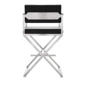 TOV FURNITURE Director Performance Vegan Leather And Stainless Steel Counter Stool