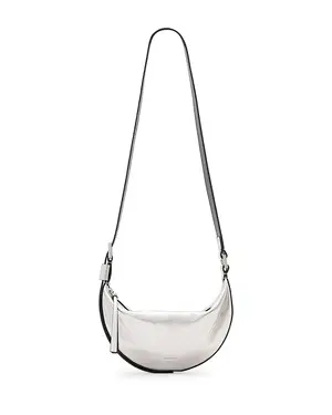 ALLSAINTS Allsaints Half Moon Leather Crossbody Silver