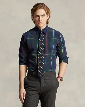 Polo Ralph Lauren Classic Fit Plaid Oxford Button Down Shirt Green/navy Multi