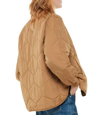 Whistles Ida Short Quilted Coat - Camel