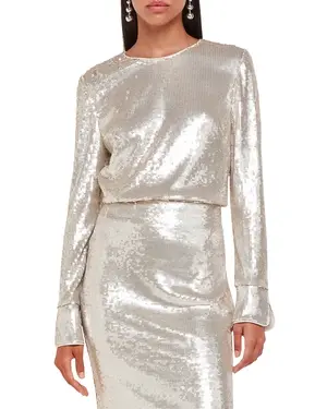 Whistles Sequined Long Sleeve Top