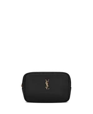 Saint Laurent Cassandre Cosmetic Pouch - Black Lambskin/gold