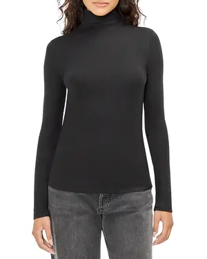Three Dots Mock Neck Top - Black
