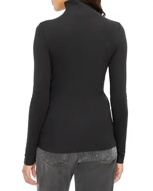 Three Dots Mock Neck Top - Black