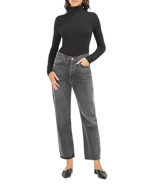 Three Dots Mock Neck Top - Black