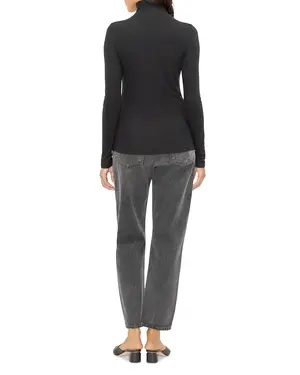 Three Dots Mock Neck Top - Black