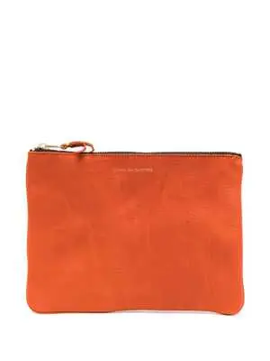 Comme Des Garçons Washed Zip-up Leather Pouch - Orange