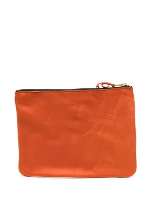 Comme Des Garçons Washed Zip-up Leather Pouch - Orange