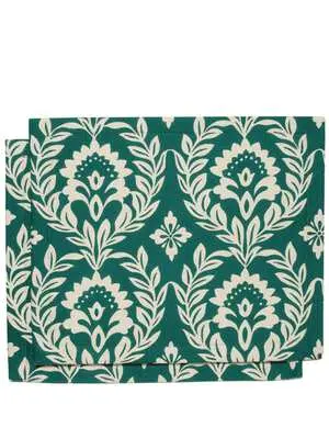 La DoubleJ Leaf-print Linen Placemats - Green