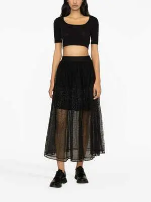 Maje Sequin-embellished Tulle Skirt