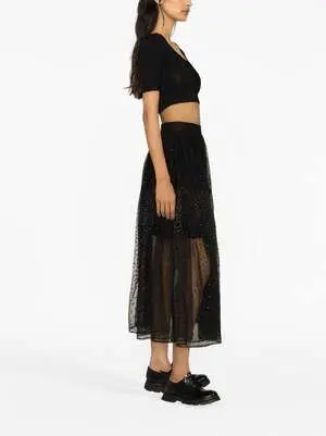 Maje Sequin-embellished Tulle Skirt