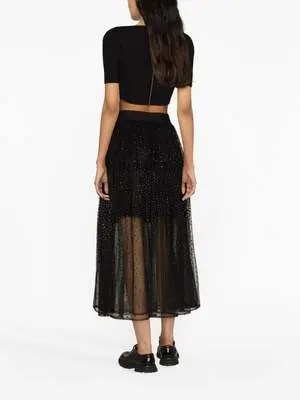Maje Sequin-embellished Tulle Skirt