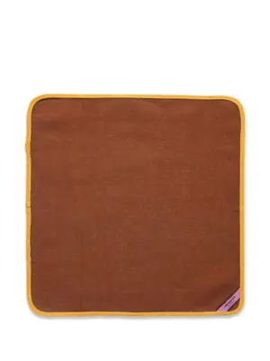 La DoubleJ Contrast-trim Linen Napkins - Brown