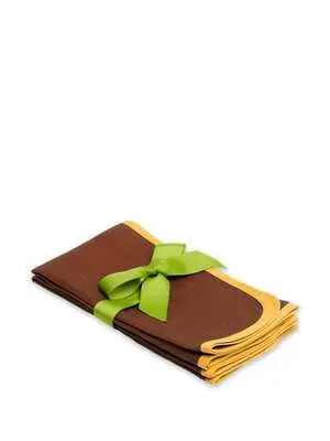 La DoubleJ Contrast-trim Linen Napkins - Brown