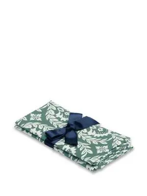 La DoubleJ Floral-print Linen Napkins - Green