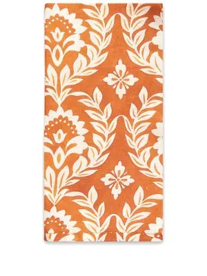 La DoubleJ Leaf-print Linen Napkins - Orange