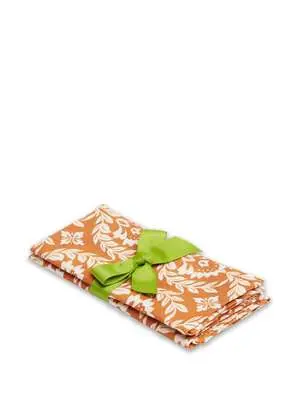 La DoubleJ Leaf-print Linen Napkins