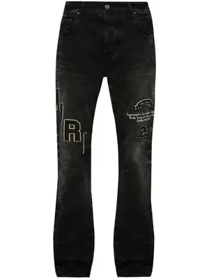 Amiri Logo-patch Distressed Jeans - Black