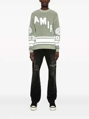 Amiri Logo-patch Distressed Jeans - Black