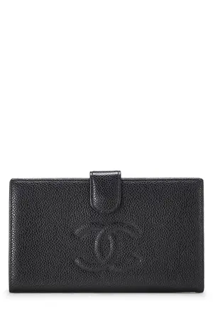 CHANEL Black Caviar 'cc' Timeless Long Wallet