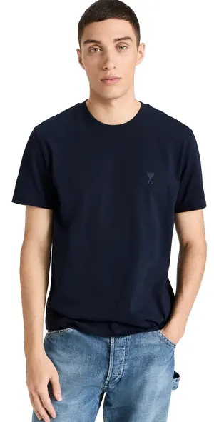 AMI Paris Adc Classic Fit Tonal Logo Tee - Night Blue.430