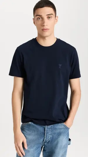 AMI Paris Adc Classic Fit Tonal Logo Tee - Night Blue.430