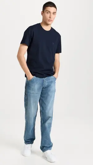 AMI Paris Adc Classic Fit Tonal Logo Tee - Night Blue.430