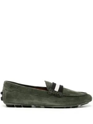 Bally Contrasting-trim Leather Loafers - Green