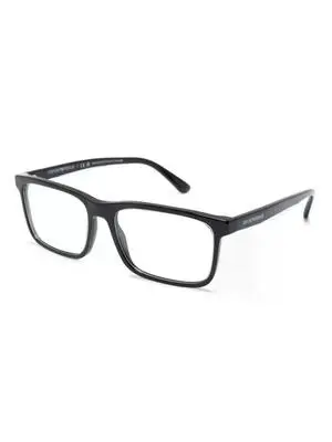 Emporio Armani Polished-effect Rectangle-frame Glasses - Black