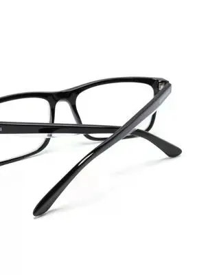 Emporio Armani Polished-effect Rectangle-frame Glasses - Black