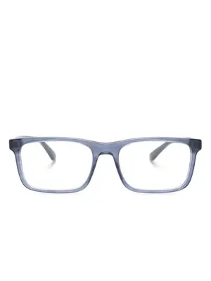 Emporio Armani Logo-print Rectangle-frame Eyeglasses - Blue