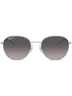 Ray-ban Logo-print Round-frame Sunglasses - Silver