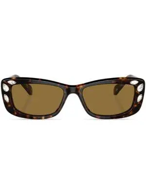 SWAROVSKI Crystal-embellished Rectangle Sunglasses - Brown