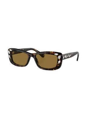 SWAROVSKI Crystal-embellished Rectangle Sunglasses - Brown