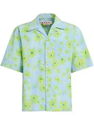 Marni Floral-print Cotton Shirt - Blue