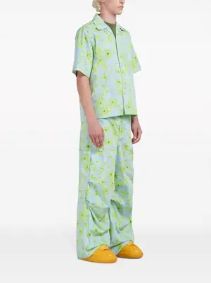 Marni Floral-print Cotton Shirt - Blue