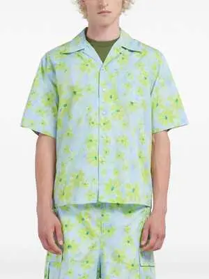 Marni Floral-print Cotton Shirt - Blue