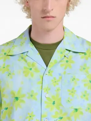 Marni Floral-print Cotton Shirt - Blue