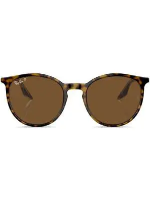 Ray-ban Logo-print Round-frame Sunglasses - Brown
