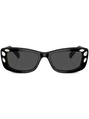 SWAROVSKI Crystal-embellished Rectangle Sunglasses - Black