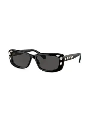 SWAROVSKI Crystal-embellished Rectangle Sunglasses - Black