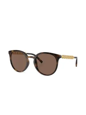 Dolce & Gabbana Logo-chain Round-frame Sunglasses