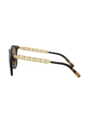 Dolce & Gabbana Logo-chain Round-frame Sunglasses