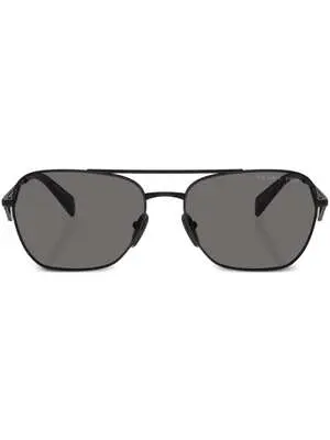Prada Triangle-logo Pilot Sunglasses - Black