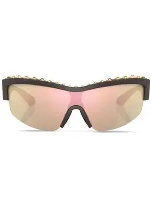 SWAROVSKI Half-rim Shield-frame Sunglasses - Brown