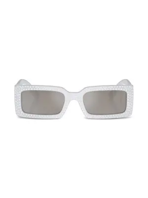 Dolce & Gabbana Crystal-embellished Rectangle Sunglasses - Grey