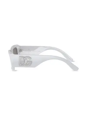 Dolce & Gabbana Crystal-embellished Rectangle Sunglasses - Grey