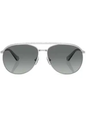 SWAROVSKI Crystal-embellished Aviator Sunglasses - Silver