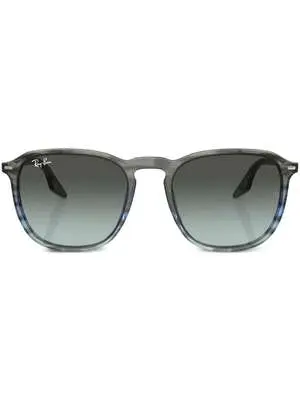 Ray-ban Logo-lettering Round-frame Sunglasses - Blue