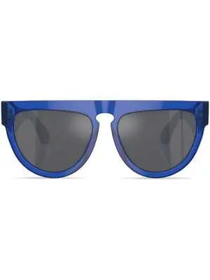 Burberry Logo-engraved Round-frame Sunglasses - Blue